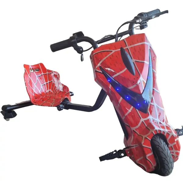 Tricicleta Electrica Drift pentru copii, Rosu Spiderman ️ Alfarad.ro